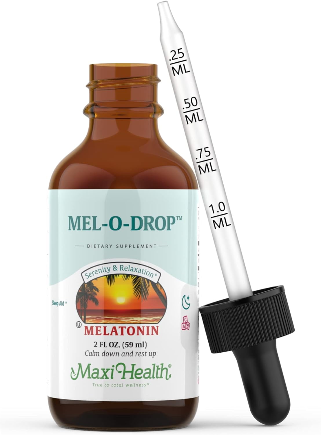 Maxi-Health Liquid Melatonin Drops for Kids - 2 Fl Oz 177 Servings With ...