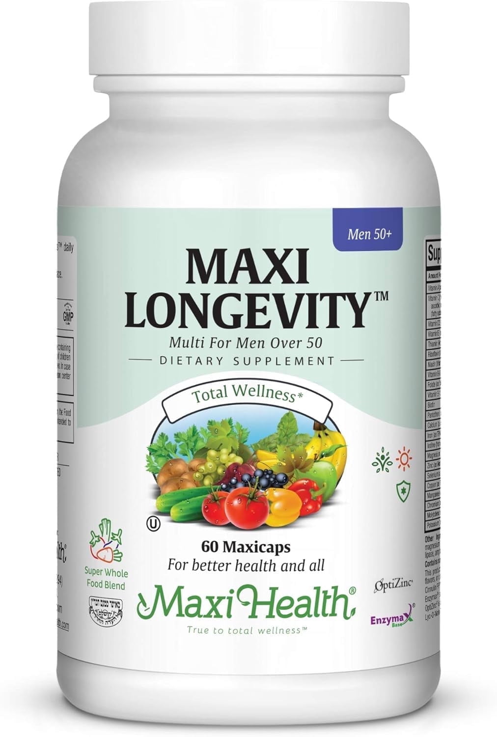 Maxi Health Longevity - Natural Daily Multivitamins & Minerals for Men ...