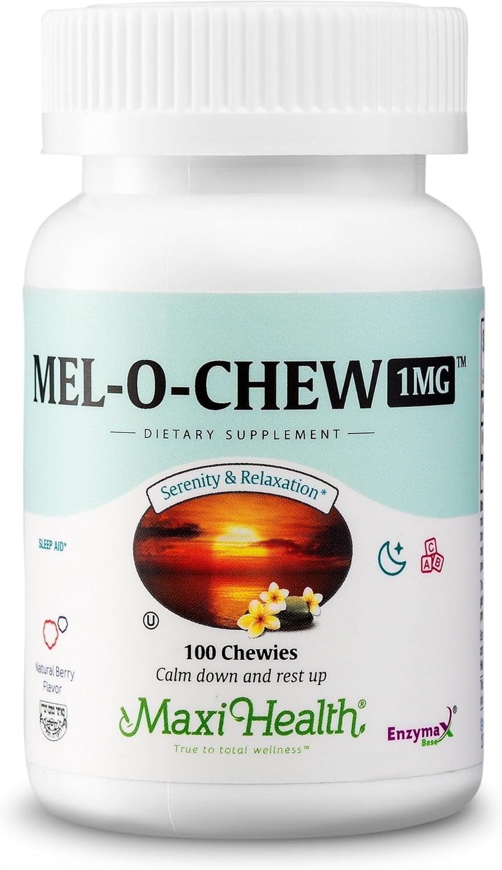 Maxi Health Mel-O-Chew Sleep Aid – Chewable Melatonin 1mg – Berry ...