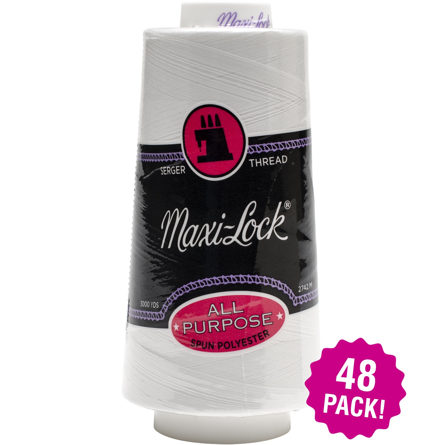 Maxi-Lock Cone Thread 3,000yd - White, Multipack of 48 - Walmart.com