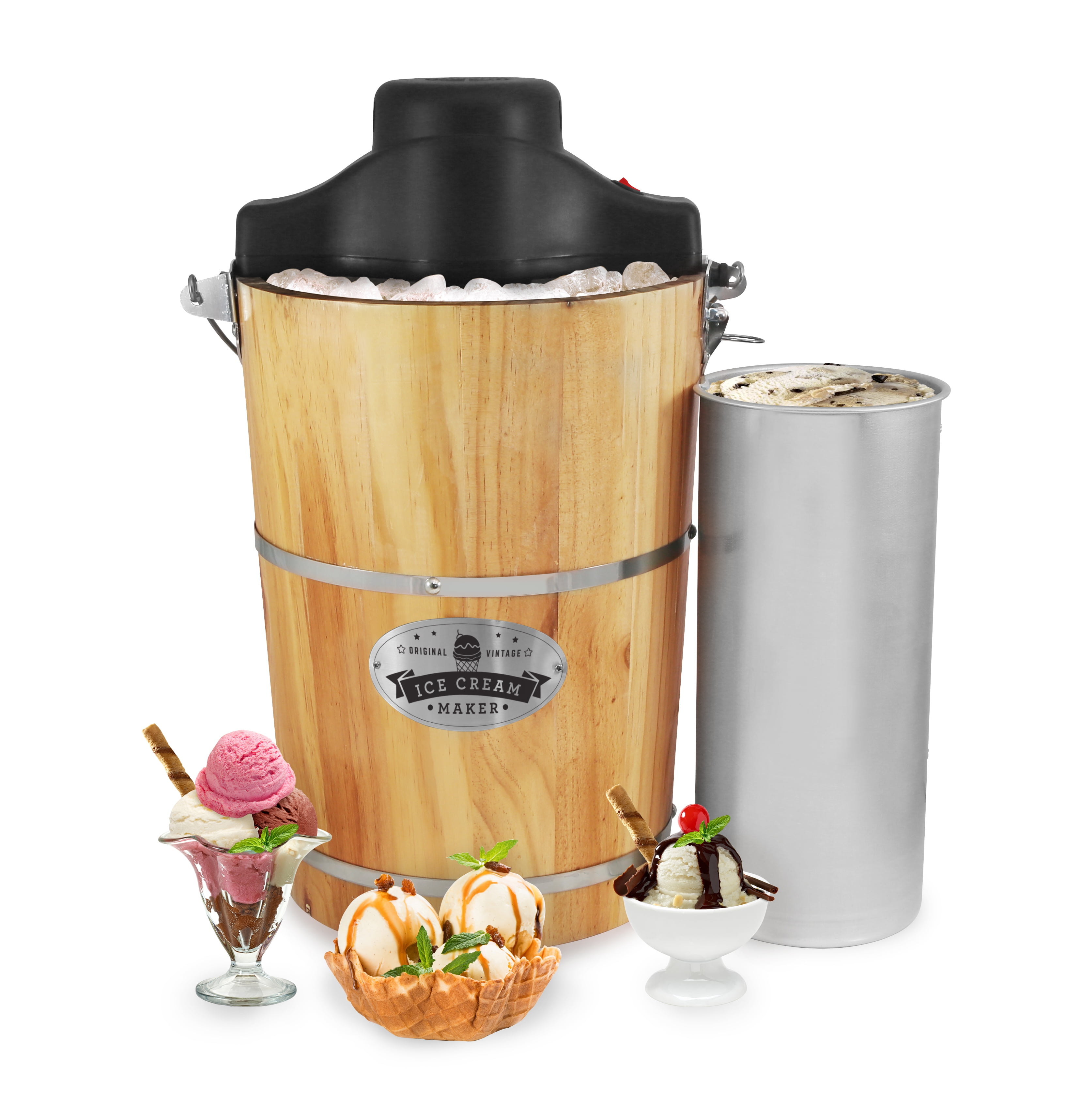Elite Gourmet Electric Ice Cream Maker, 6 Quart Old Fashioned Freezer ...