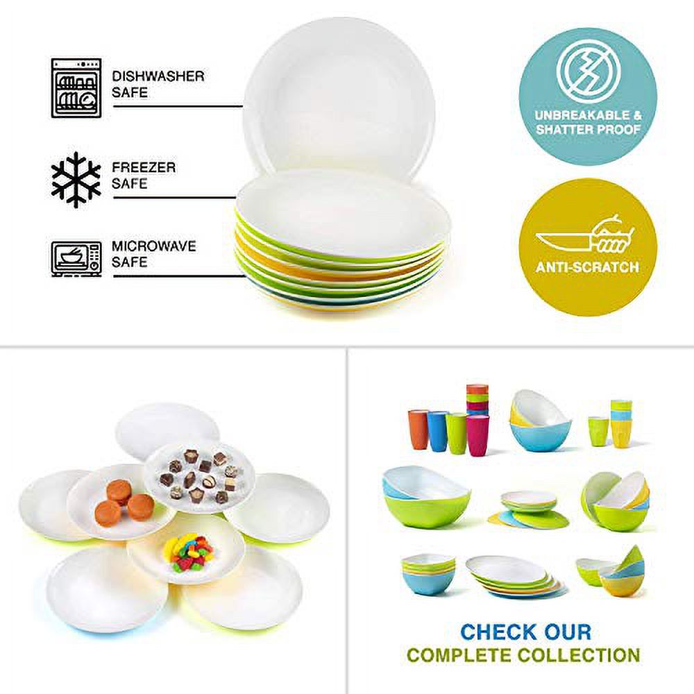 Maxi Nature Plastic Dinner Plates Set of 8 - Reusable, Unbreakable ...