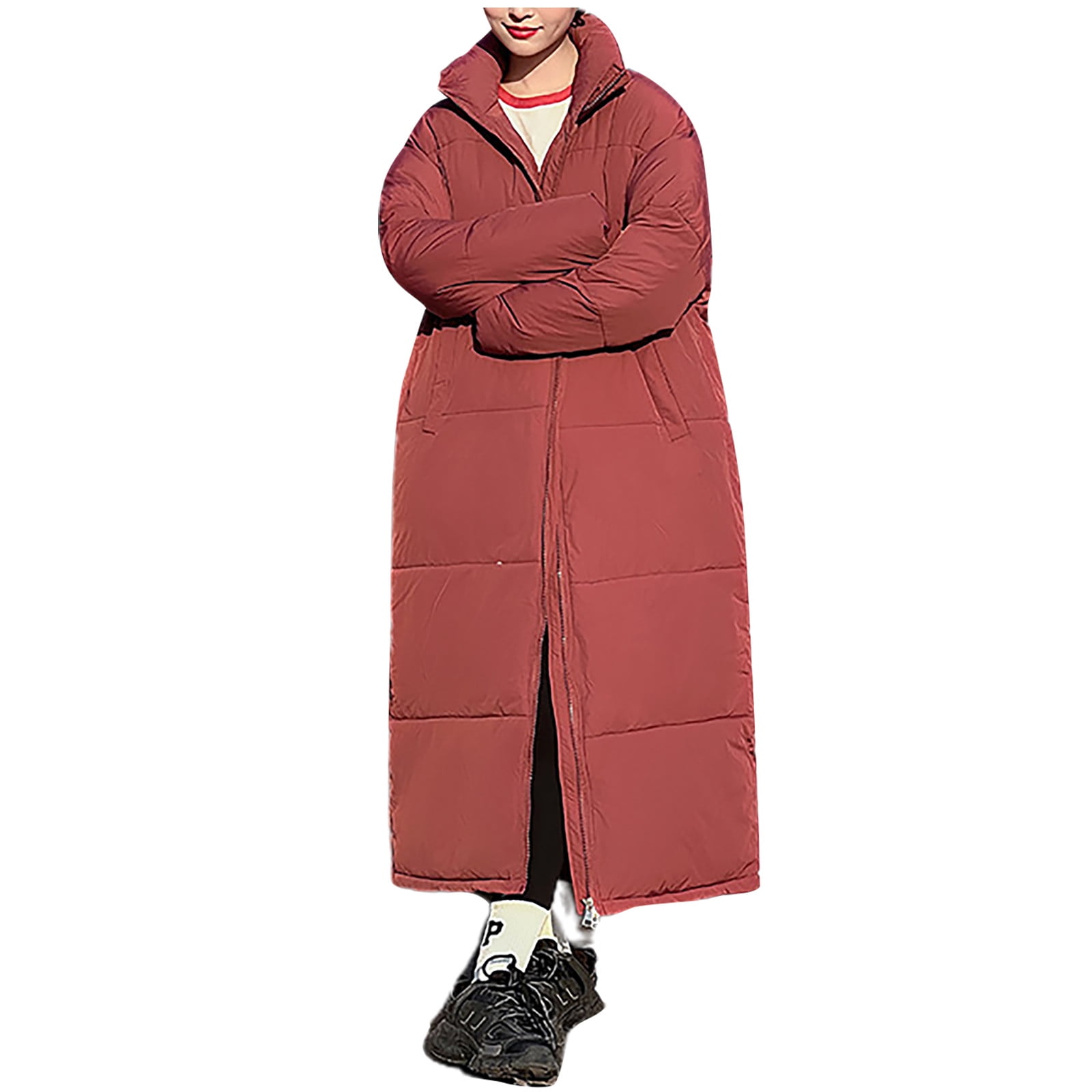 Maxi Puffer Jacket Clearance Women Longline Padded Coat Long ie Winter Warm Quilted Padded ...