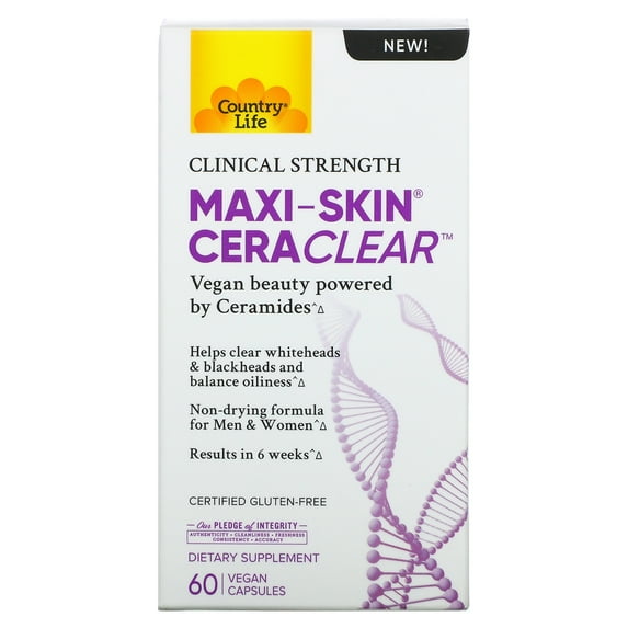 Country Life Maxi-Skin® Cera Clear™, 60 Vegan Capsules - Walmart.com