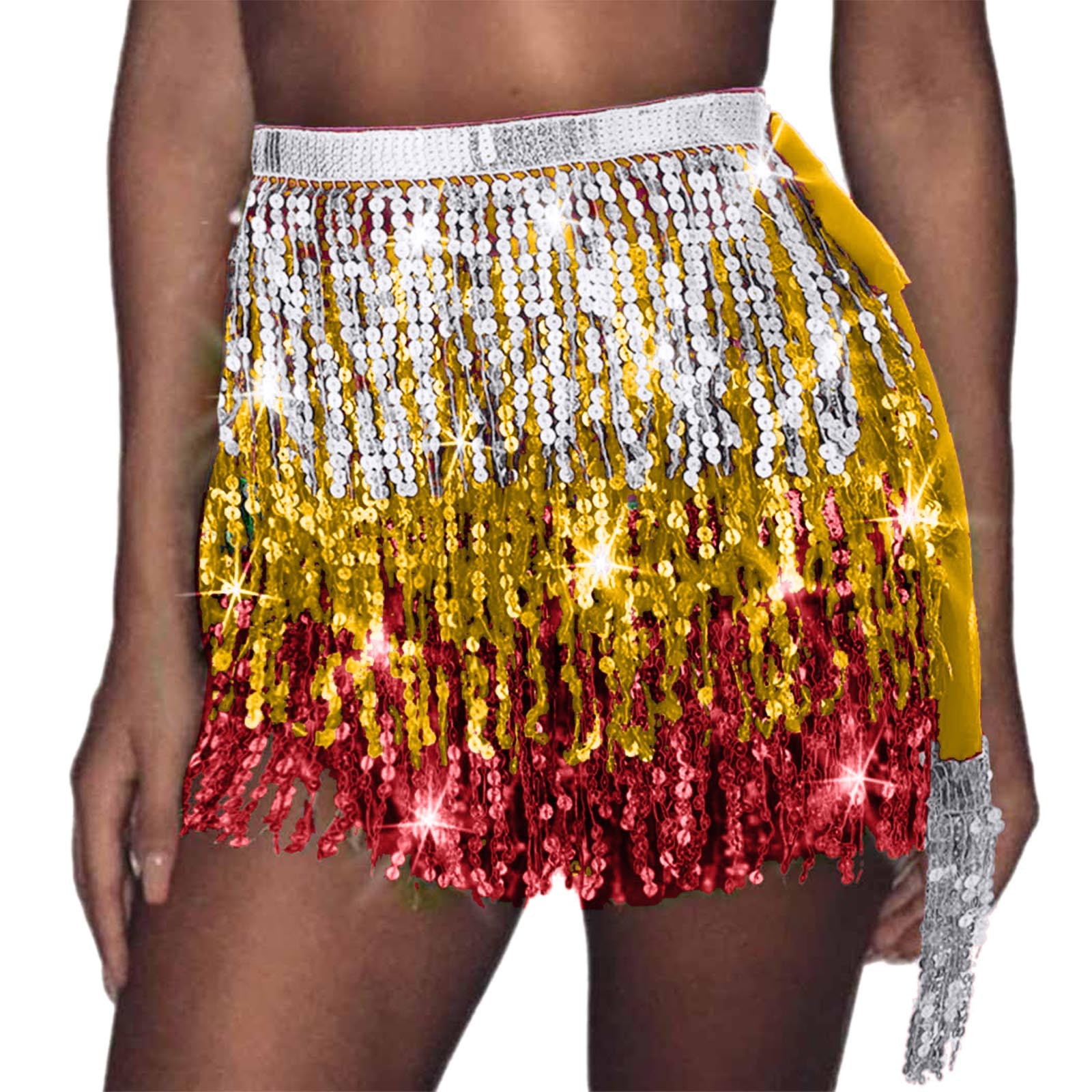 Maxi Skirt Boho Fringe Skirt Sequin Tassel Belly Dance Hip Scarf Rave