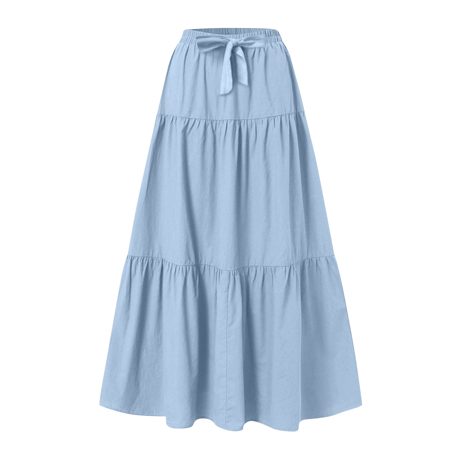 Maxi Skirts High Waisted Long Skirt Ruffled Drawstring Tiered Skirts ...