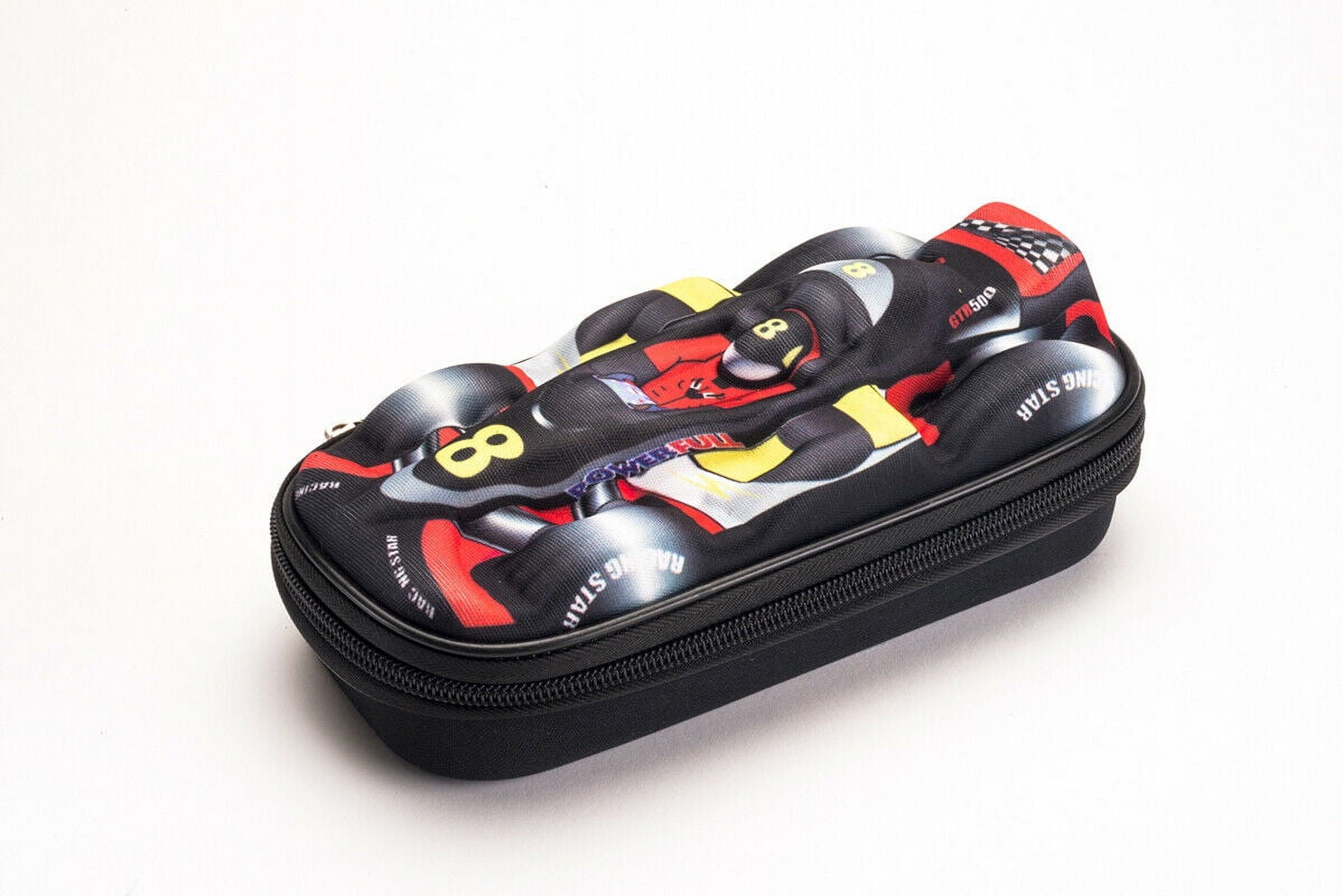 Maxi's Design Race Car Shaped Pencil Case for Boys with Zipper, Black ...