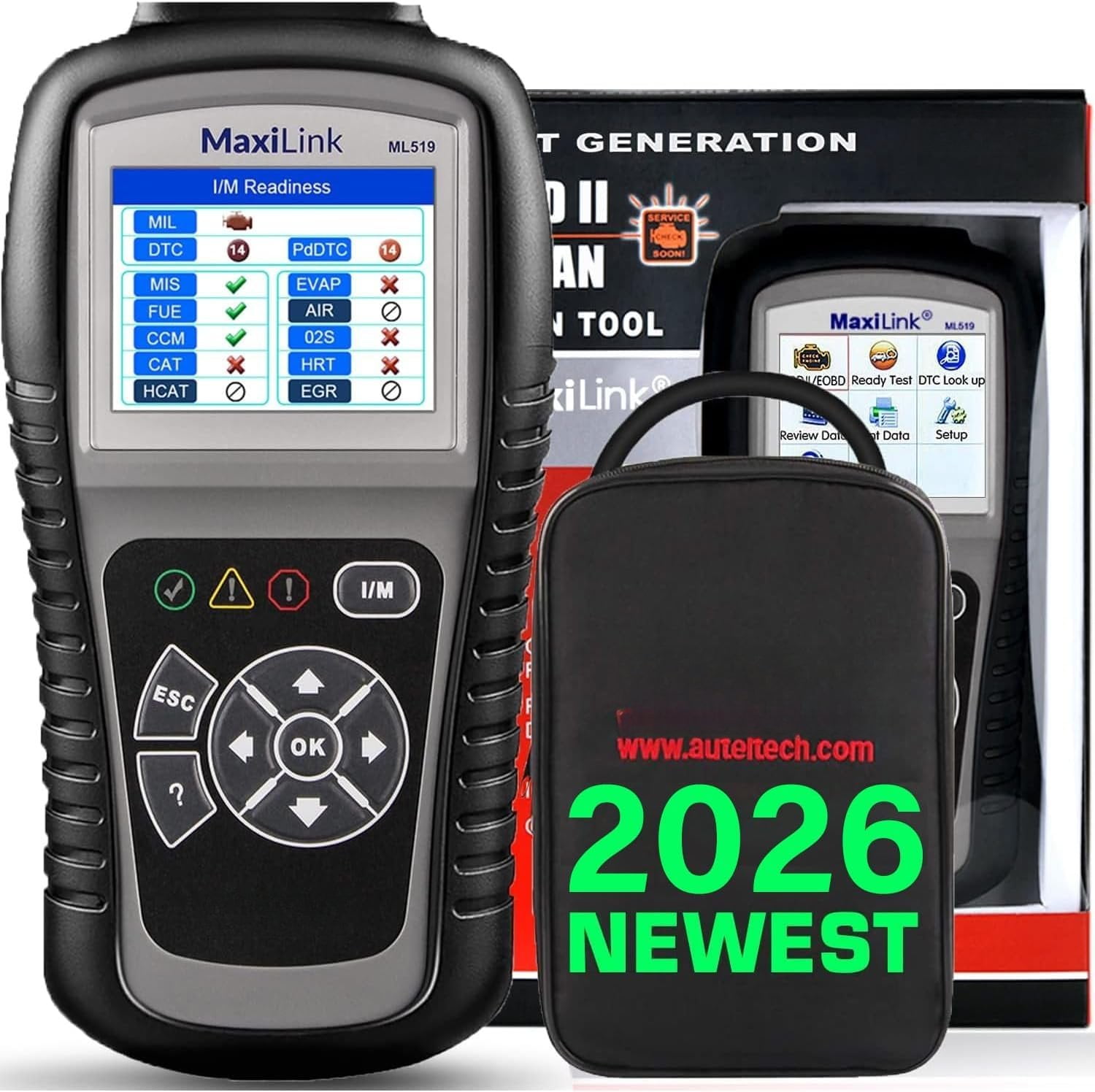 MaxiLink ML519 Mode 6 OBD2 Scanner Diagnostic Scan Tool Check Engine ...