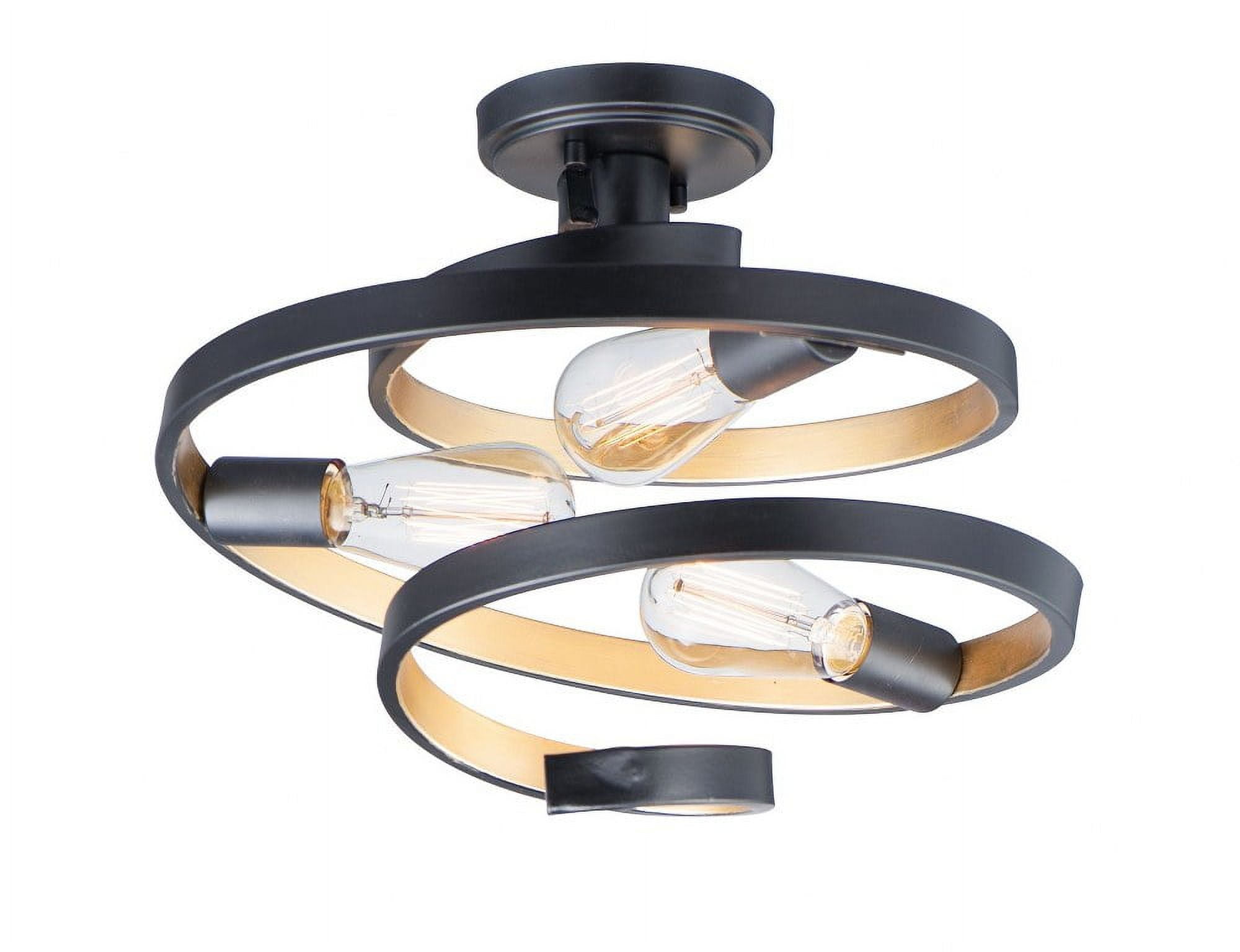 Maxim 12230BKGLD 16 in. Twister 3 Light Black & Gold Semi-Flush Mount ...