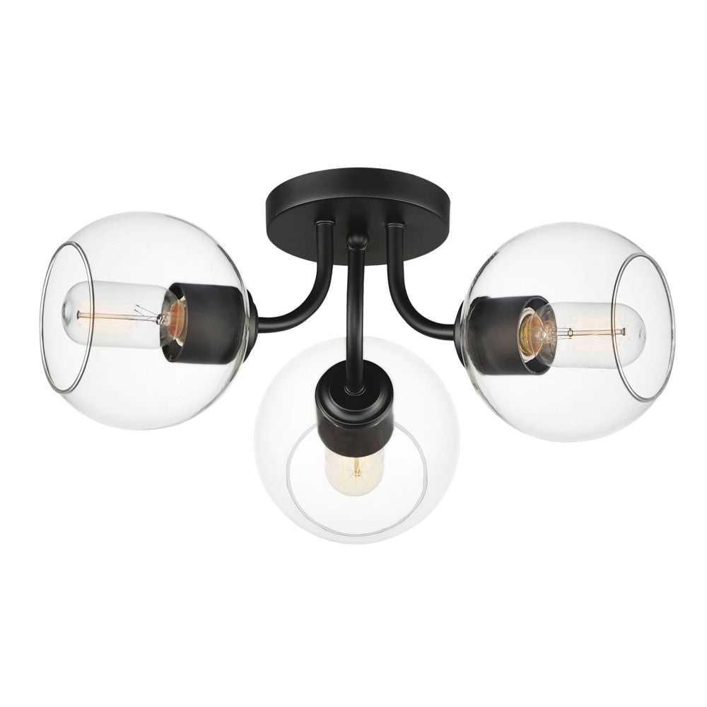 Maxim Lighting, Knox 3 Light Semi-Flush Mount, Black Finish, Glass, 18 ...