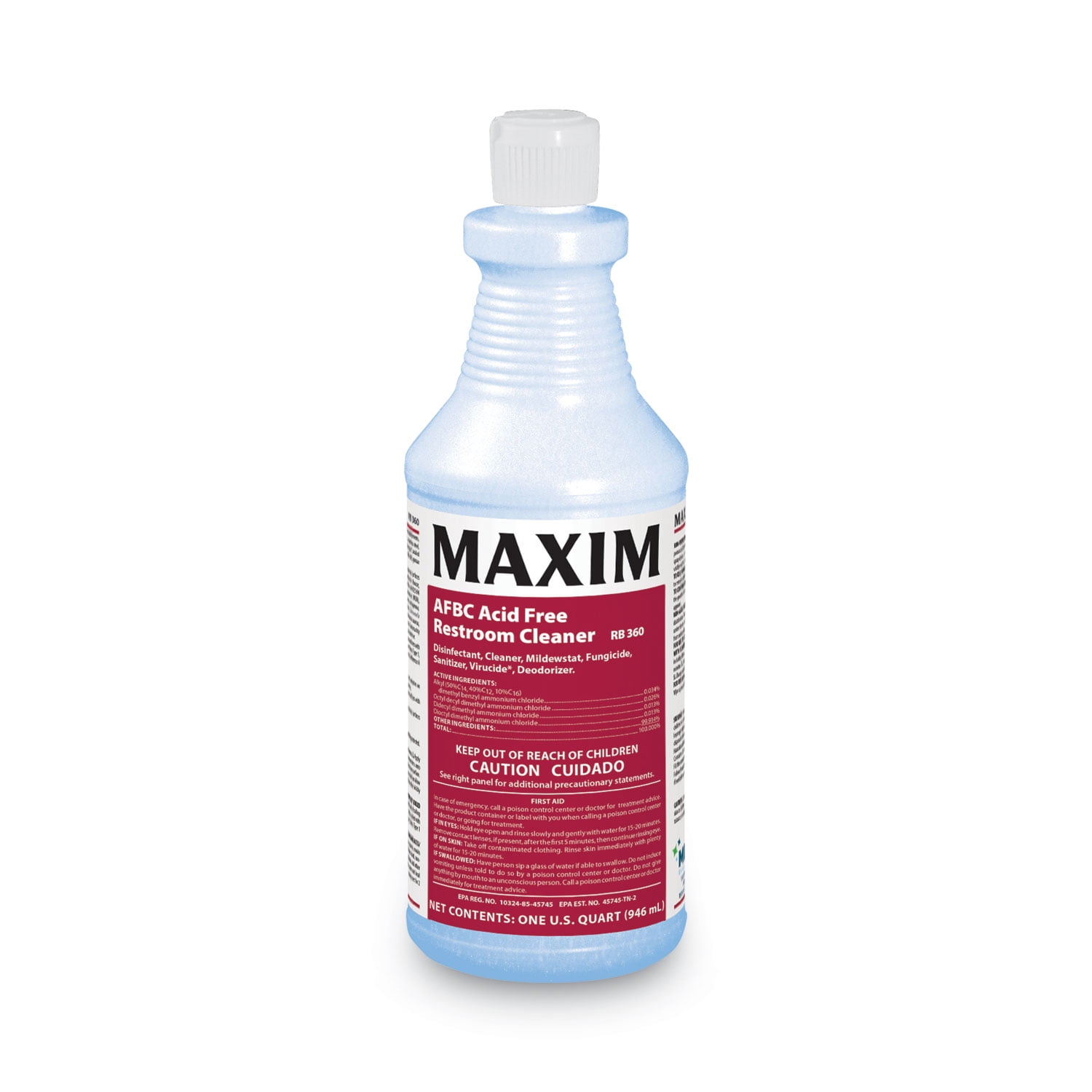 Maxim® AFBC Acid-Free Restroom Cleaner, Fresh Scent, 32 oz Bottle, 6 ...