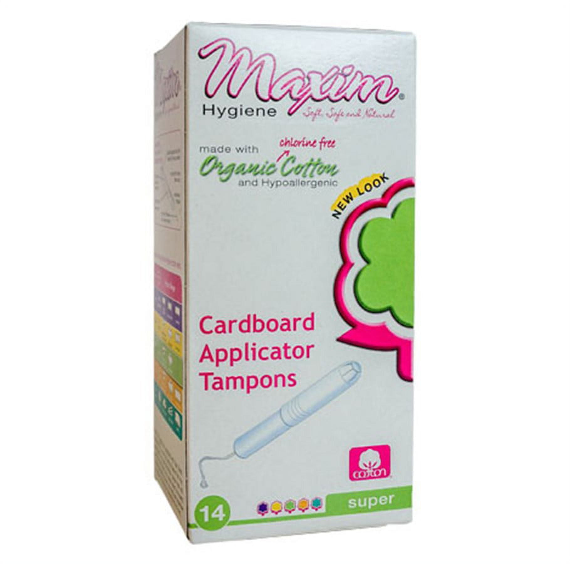 Maxim Hygiene Organic Cardboard Applicator Tampons, Super, 14 count ...