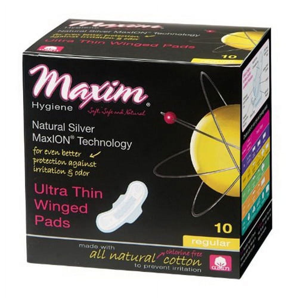 Maxim Hygiene Maxion Natural Ultra Thin Winged Pads, Regular - 10 Ea, 2 ...