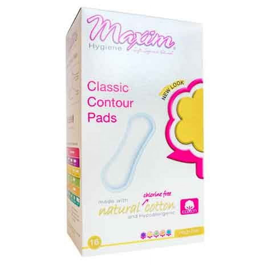 Maxim Hygiene Natural Classic Contour Pads, Regular, 16 count - Walmart.com