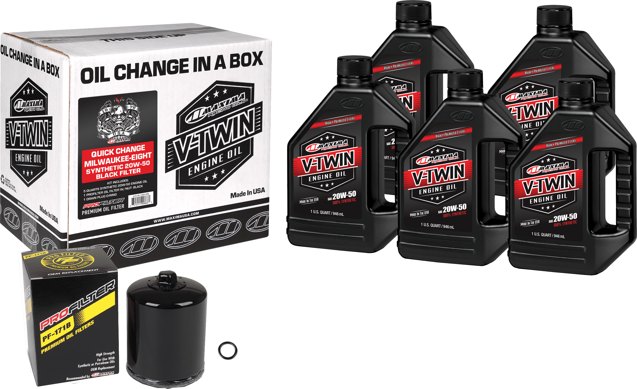 Maxima 90-129015PB V-Twin Quick Change Kit Syn M8 Black Filter ...