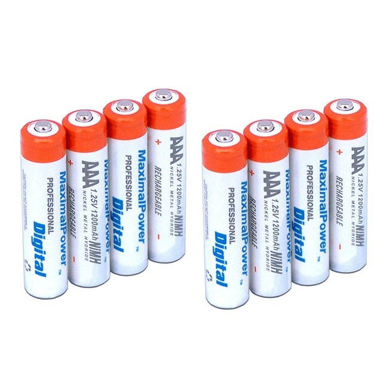 Maximal Power 8 Pack AAA Triple A Rechargeable Batteries 1200mAh 1.25V ...