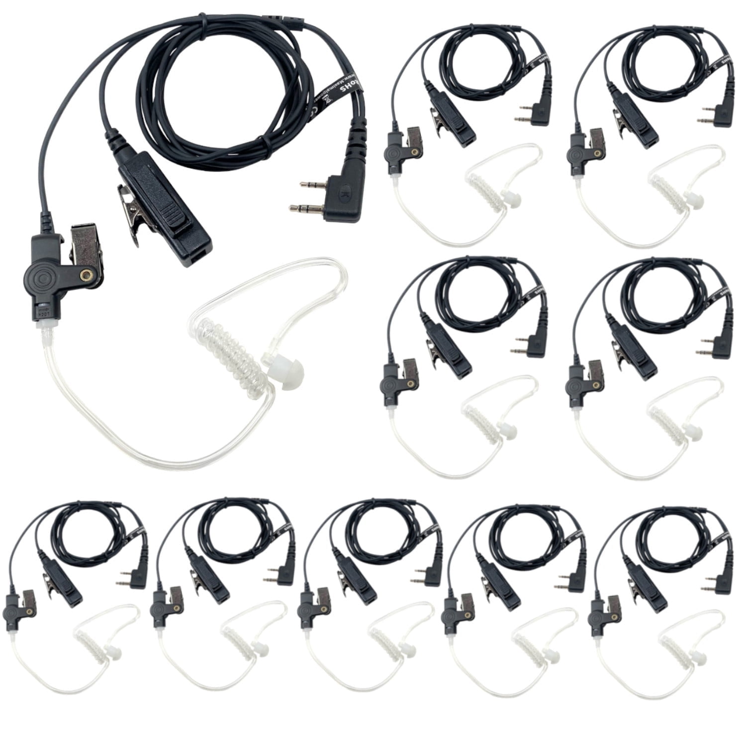 MaximalPower 2 Pin PTT Mic Covert Acoustic Tube Earpiece Headset for ...