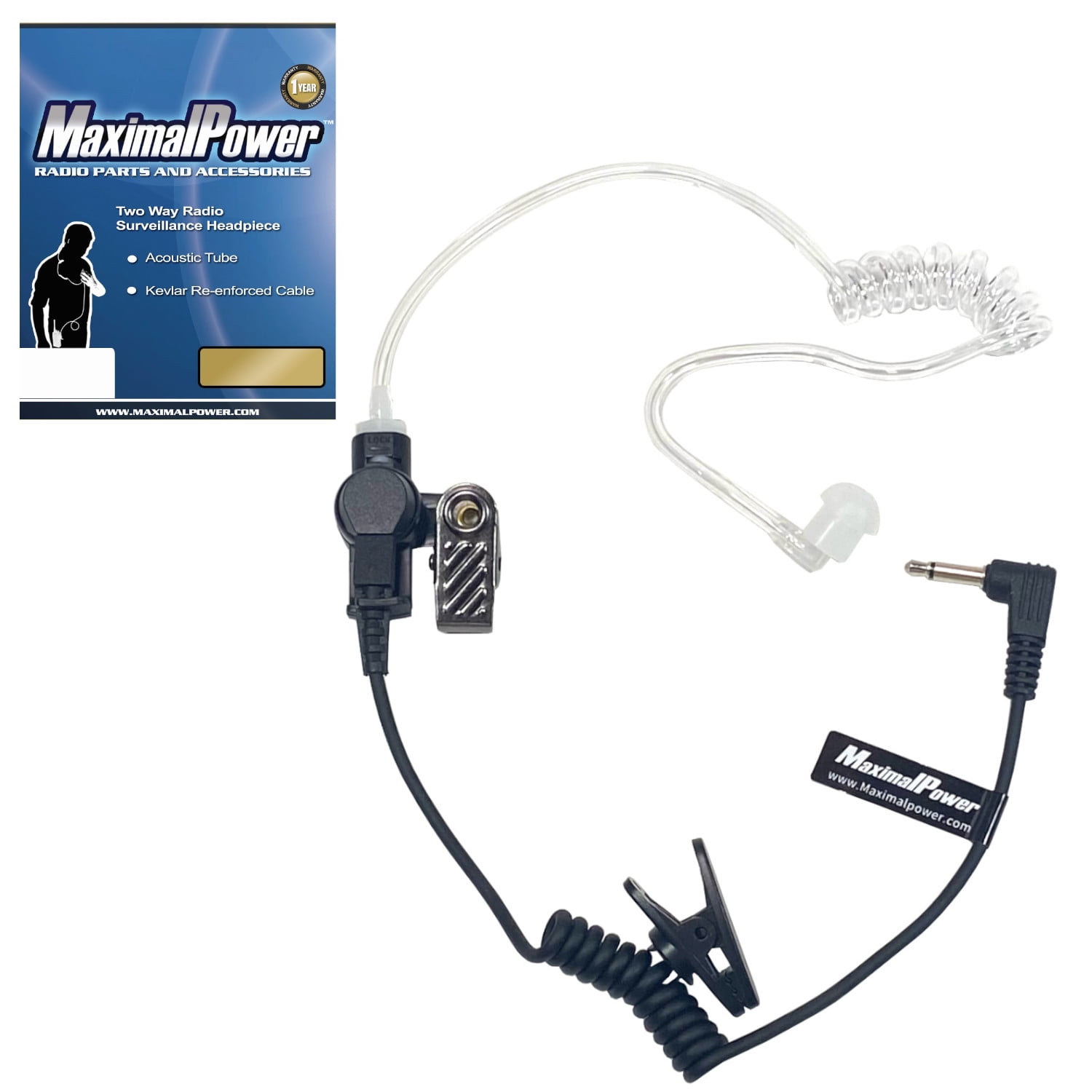 MaximalPower 3.5mm Receiver/Listen ONLY Surveillance Headset Earpiece ...