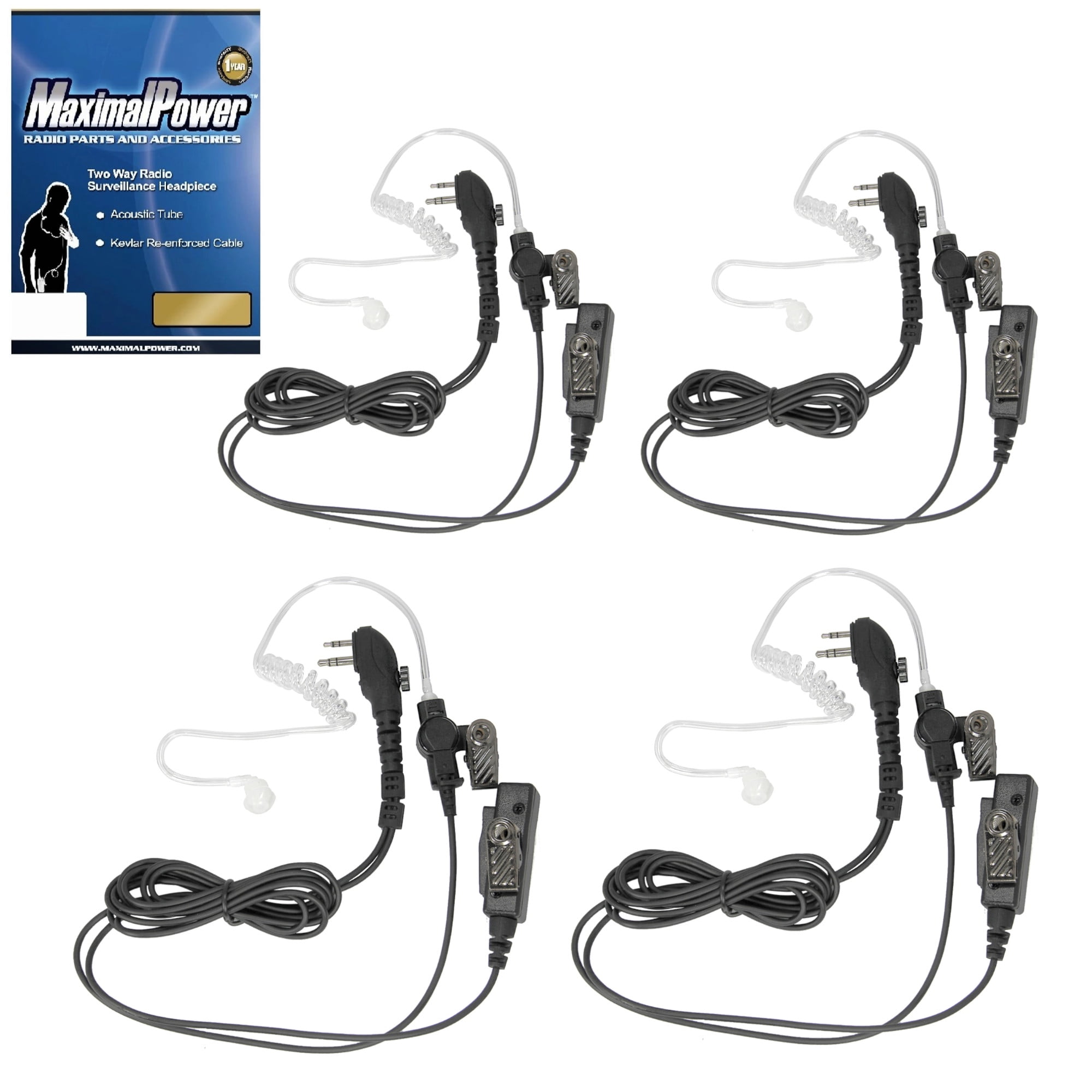 MaximalPower 4 Pack Radio Headset Replacement for Hyt PD502 PD550 PD562 ...