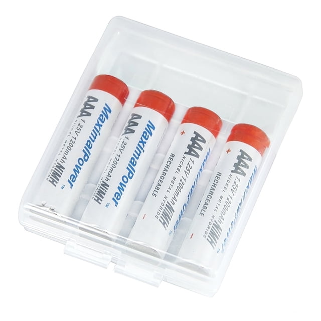 MaximalPower AAA 1200mAh Ni-MH Rechargeable Batteries (Battery Case + 4 ...