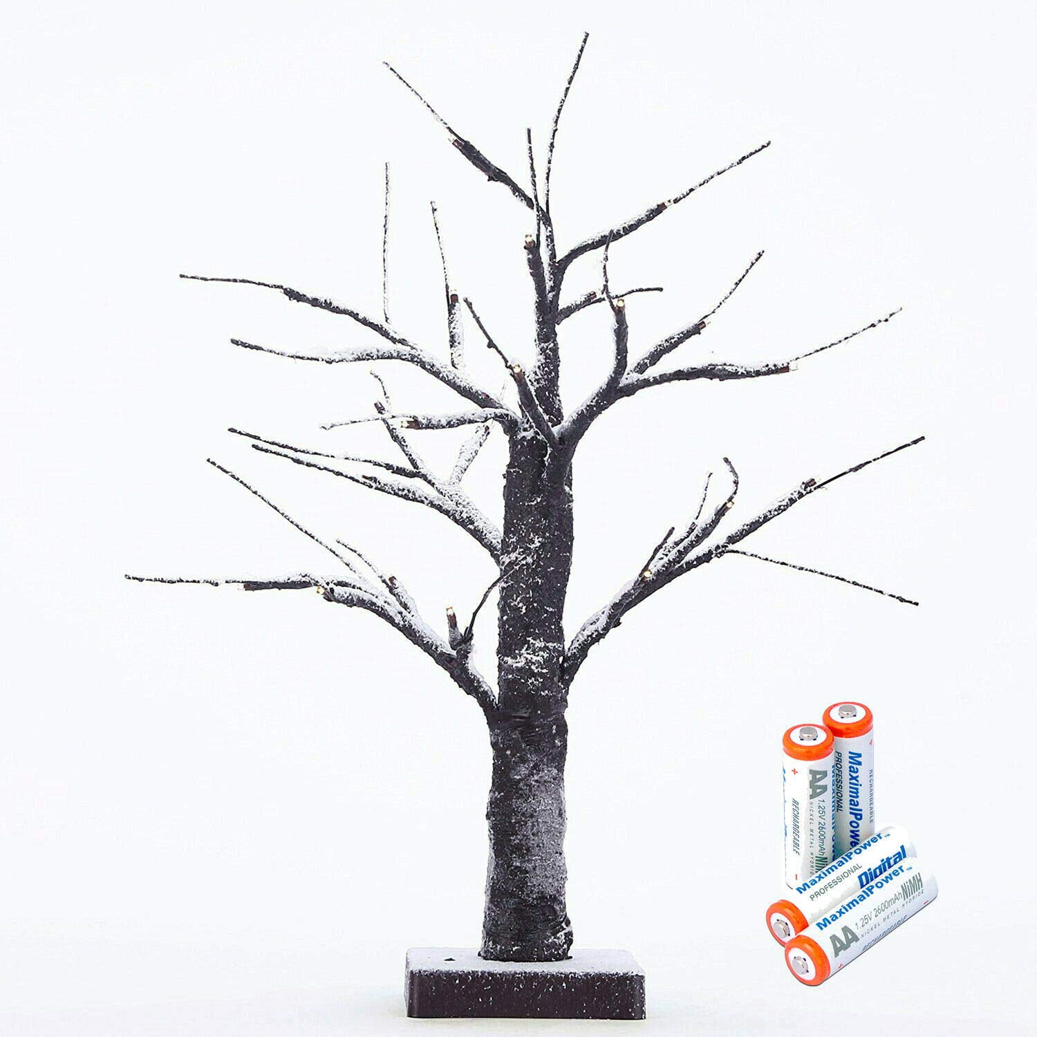 MaximalPower LED Snow Bonsai Tree Light 15-Inch Tabletop Lamp w/ 24 ...