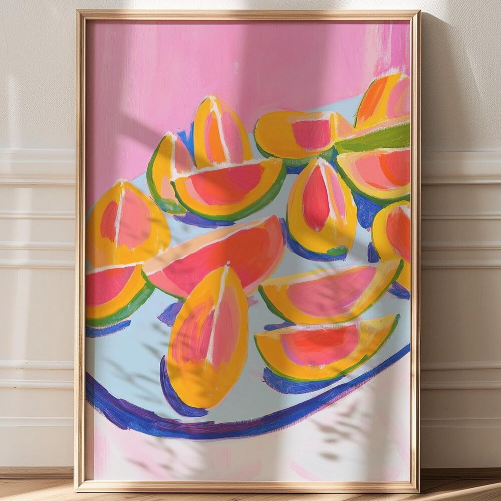 Maximalist Art Mango Wall Art Kitchen Decor Pink Art Poster Colorful ...