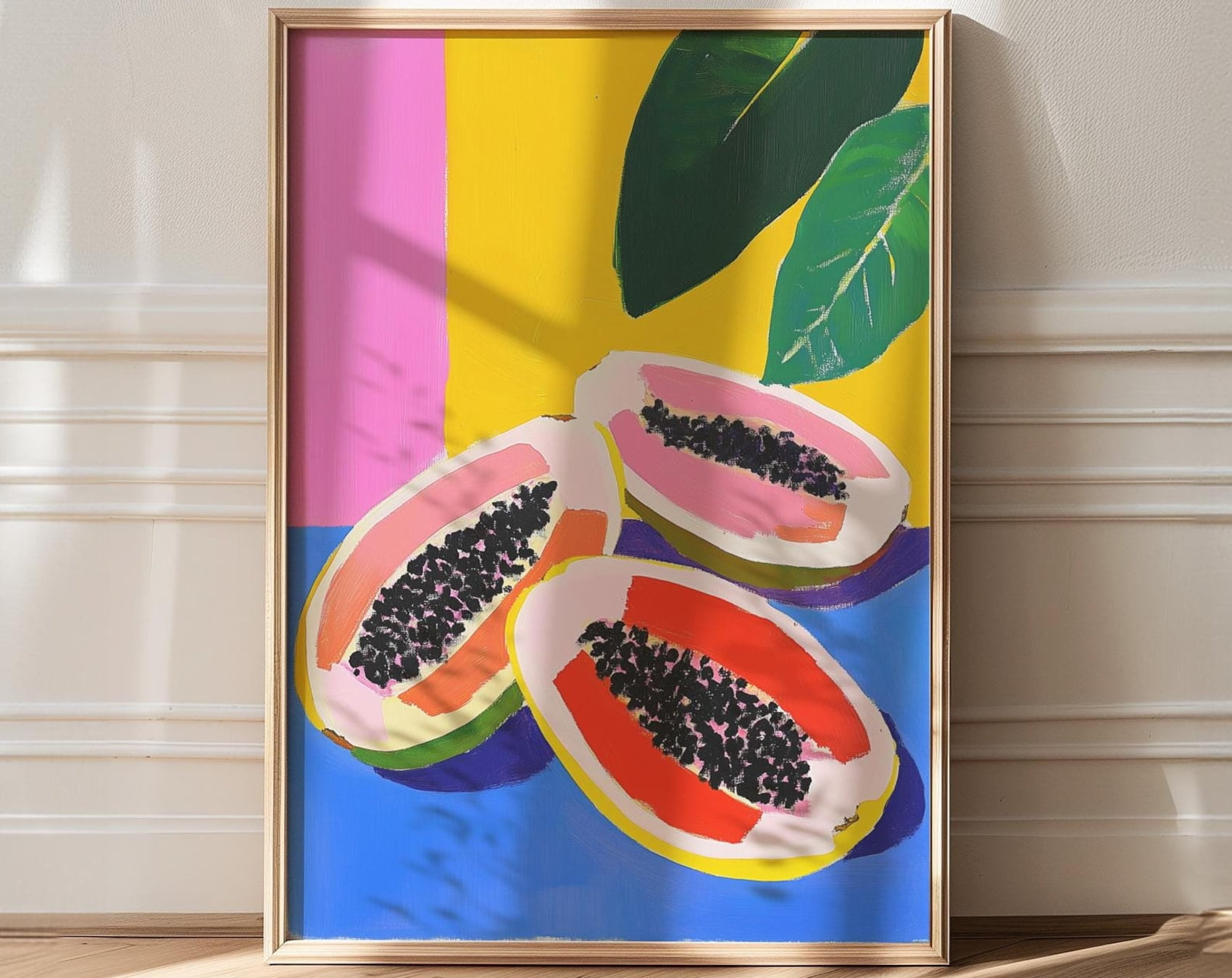 Maximalist Art, Papaya Wall Art, Dopamine Kitchen Decor, Pink Dopamine ...