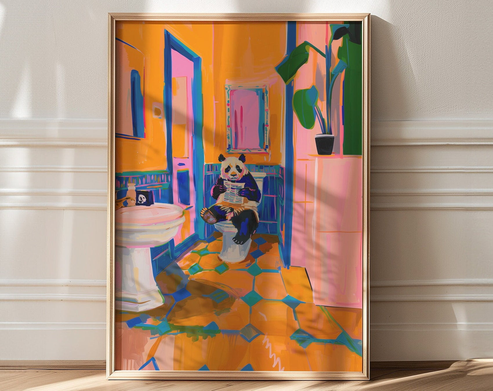 Maximalist Bathroom Wall Art, Trendy Decor, Toilet Decor, Panda Poster ...