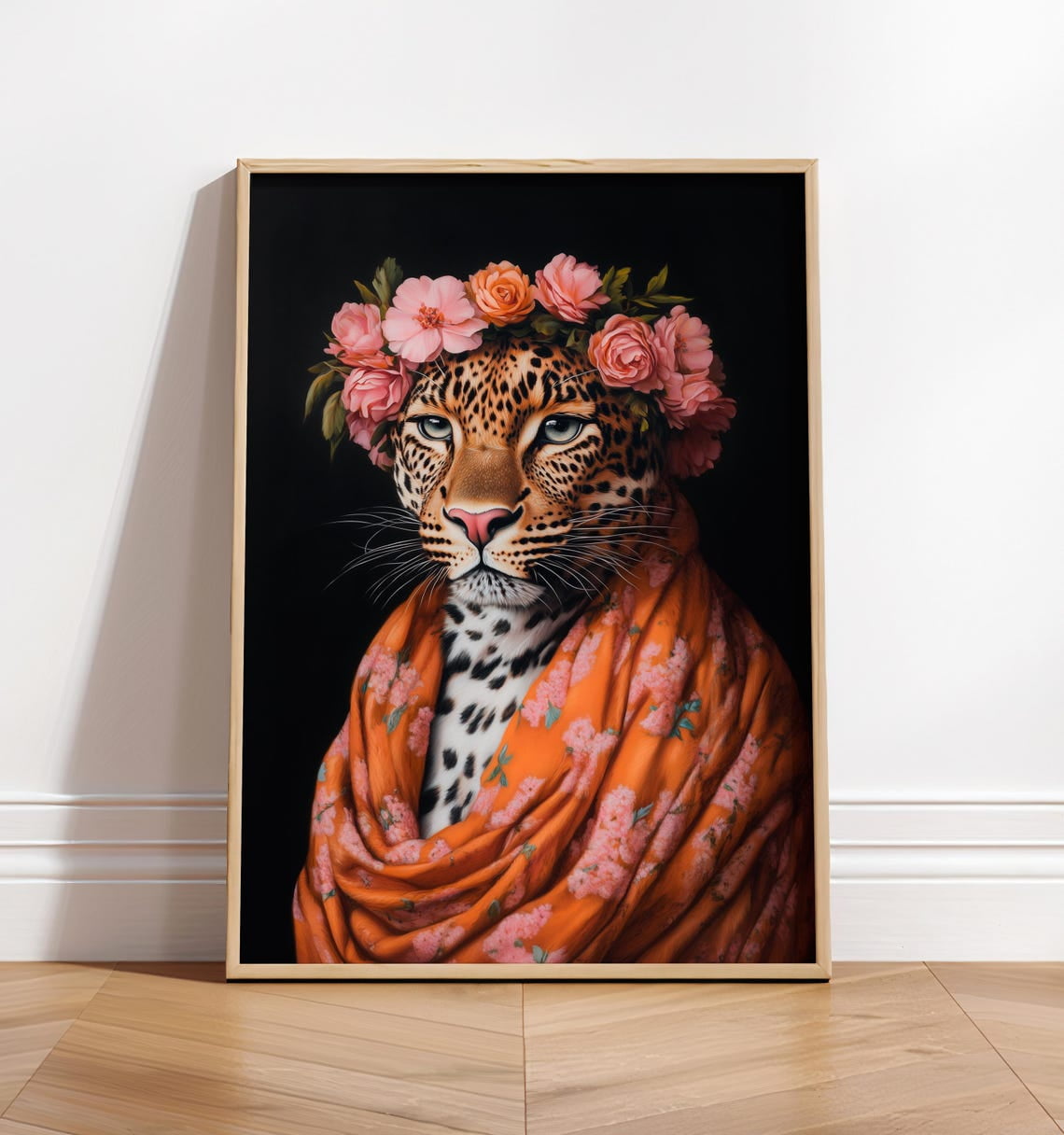 Maximalist Boho Leopard Art Print, Bold Animal Portrait, Altered Animal ...