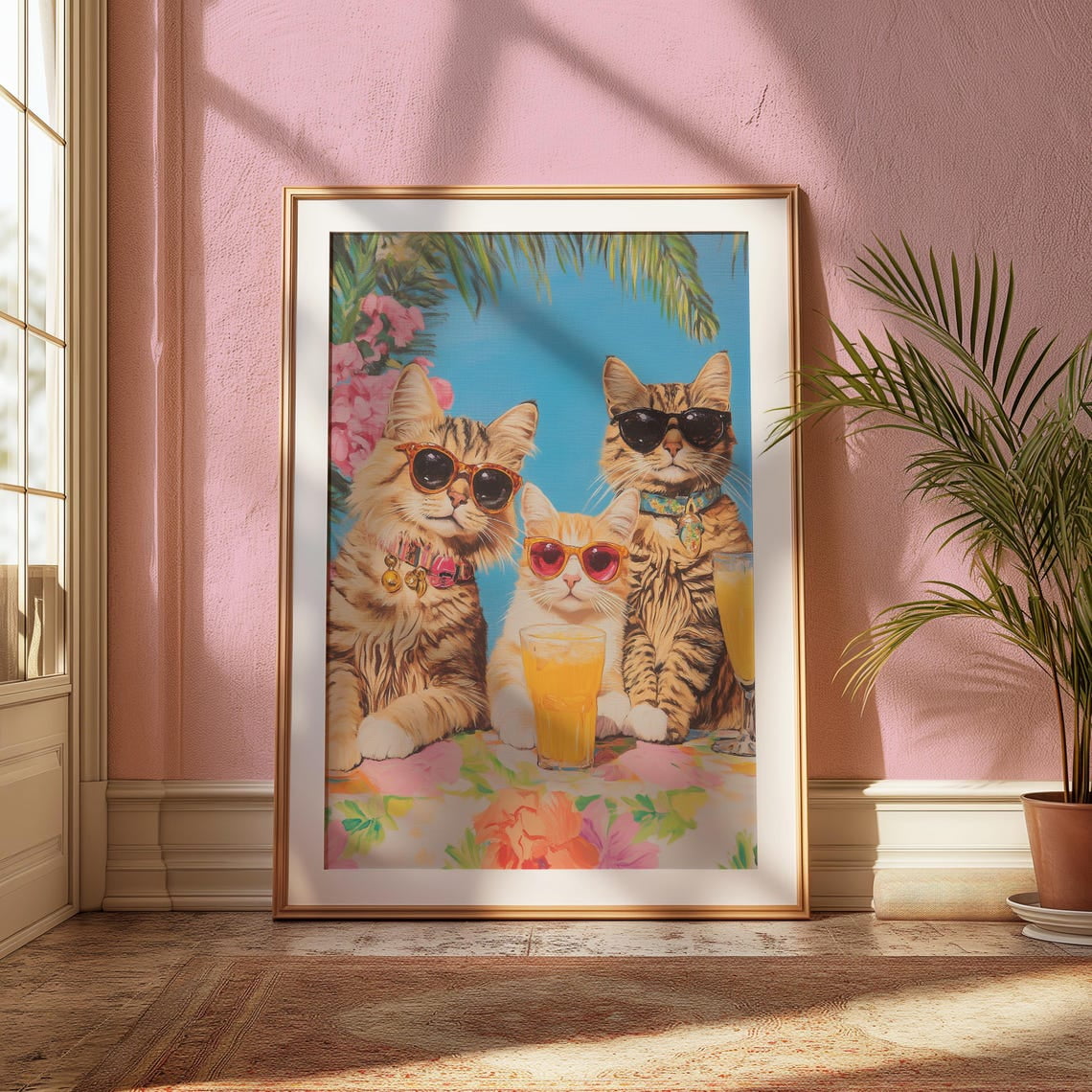 Maximalist Cats Cocktail Wall Art, Retro Preppy Dorm Decor, Cute ...