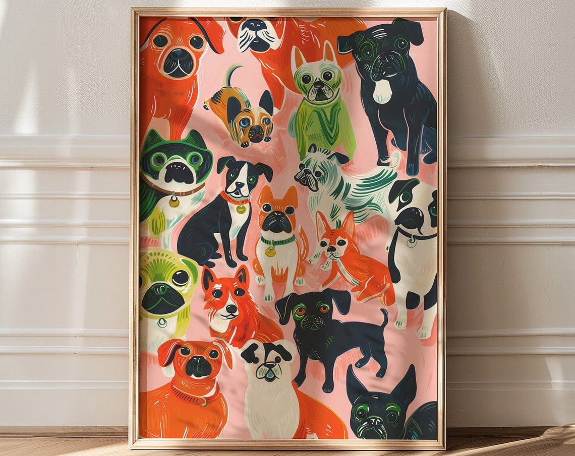 Maximalist Decor, Dogs Breed Print, Trendy Art Prints, Pugs Poster ...