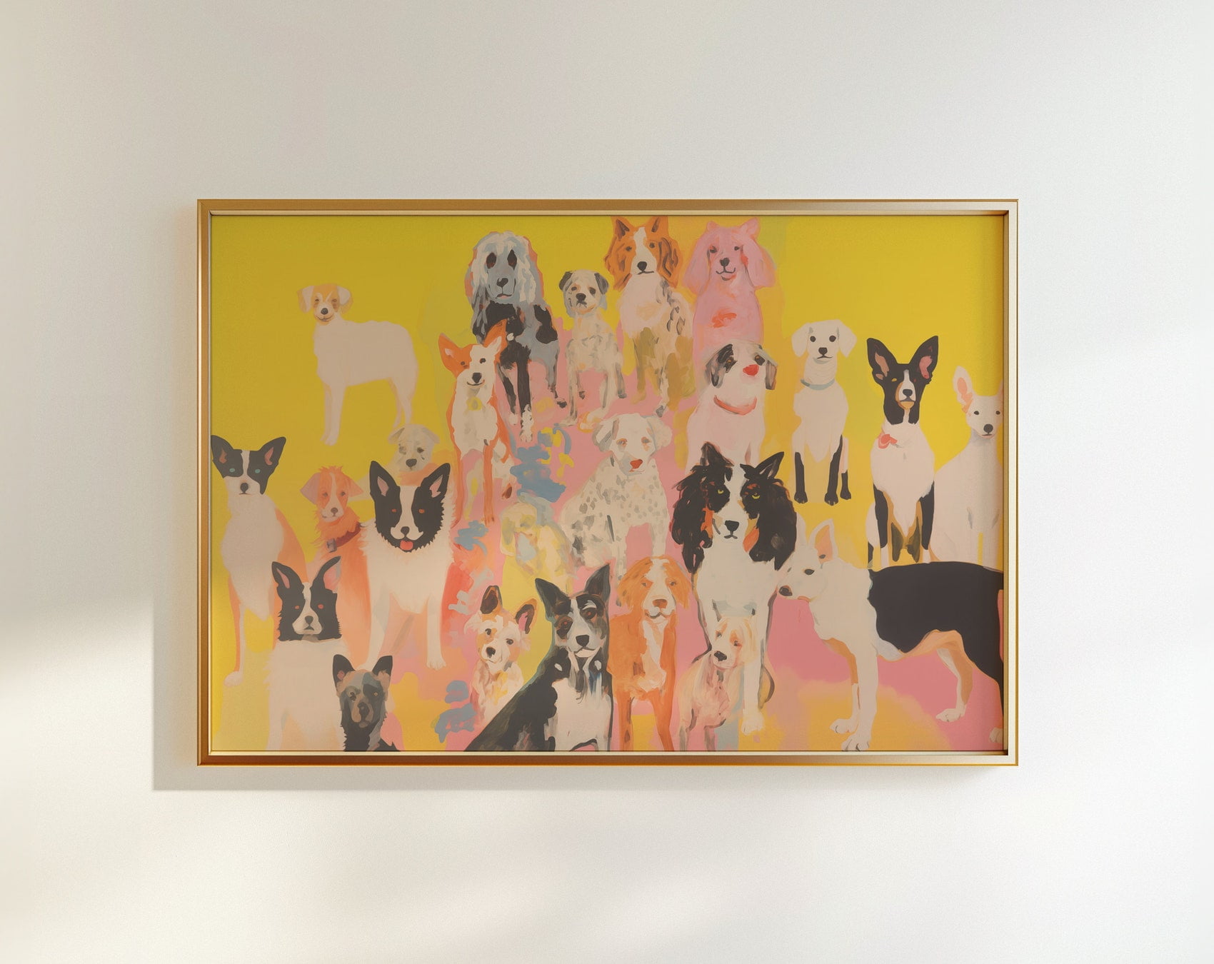 Maximalist Decor, Pink Decor, Abstract Wall Decor, Colorful Dogs Breeds ...