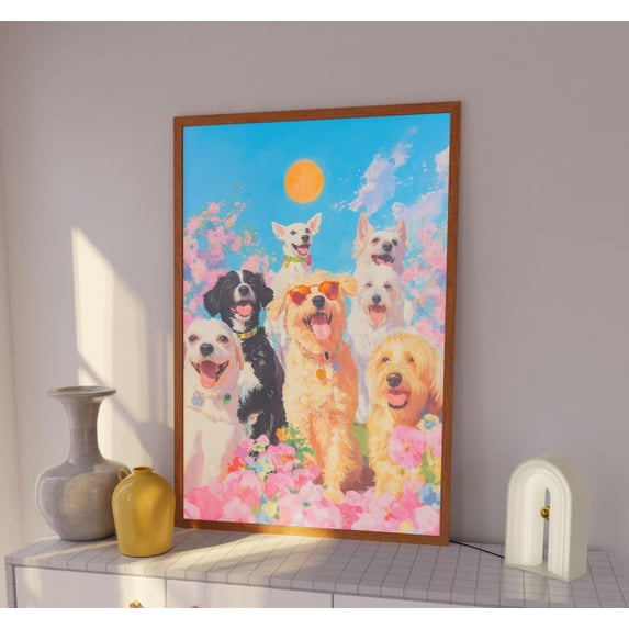 Maximalist Dog Breeds Preppy Aesthetic Wall Art, Unframed Canvas ...