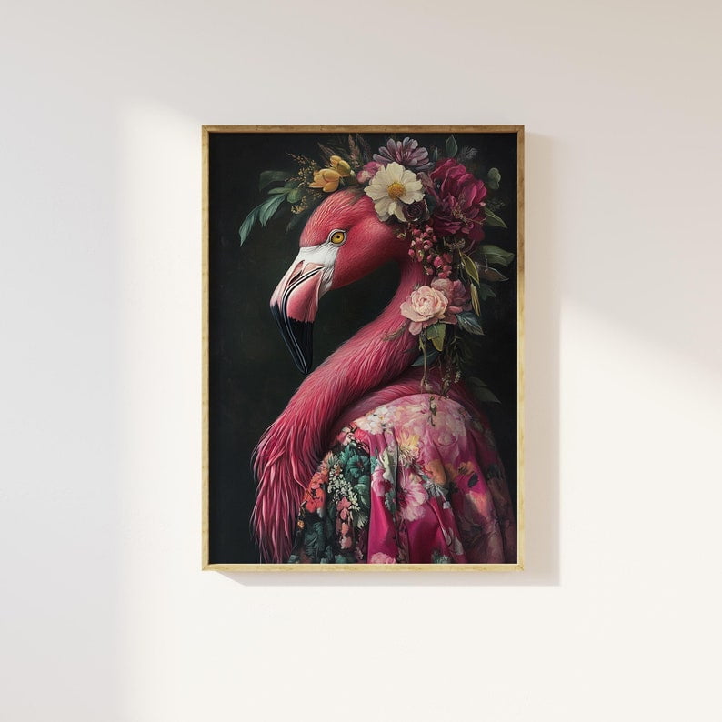 Maximalist Eclectic Fashionista Flamingo - Bold Colorful Flowery ...