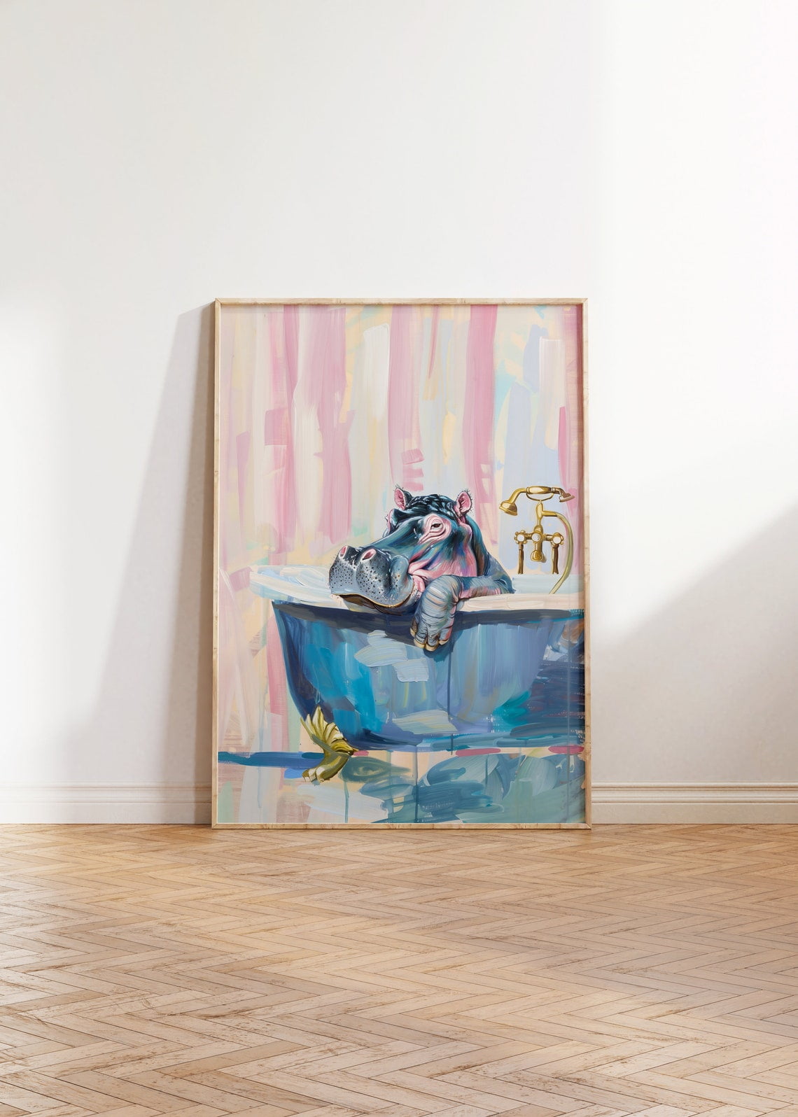 Maximalist Hippo Wall Art, Hippo Bathroom Poster, Dopamine Decor, Hippo ...