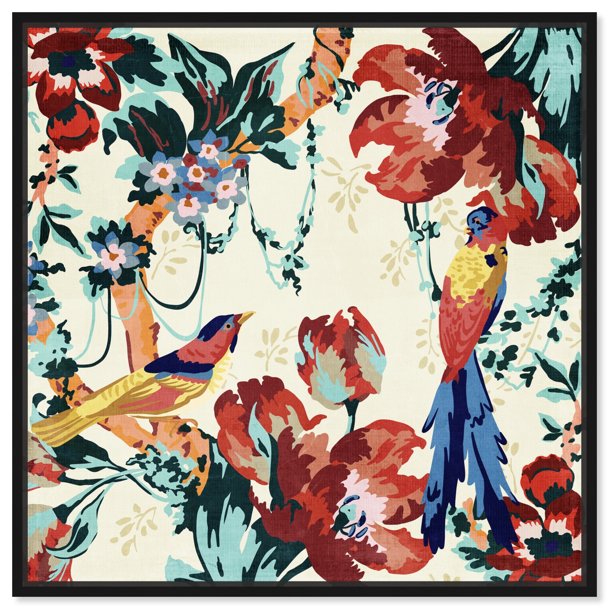 Maximalist Jungle Canvas Boho Maximalist Wall Art by Art Remedy, Black ...