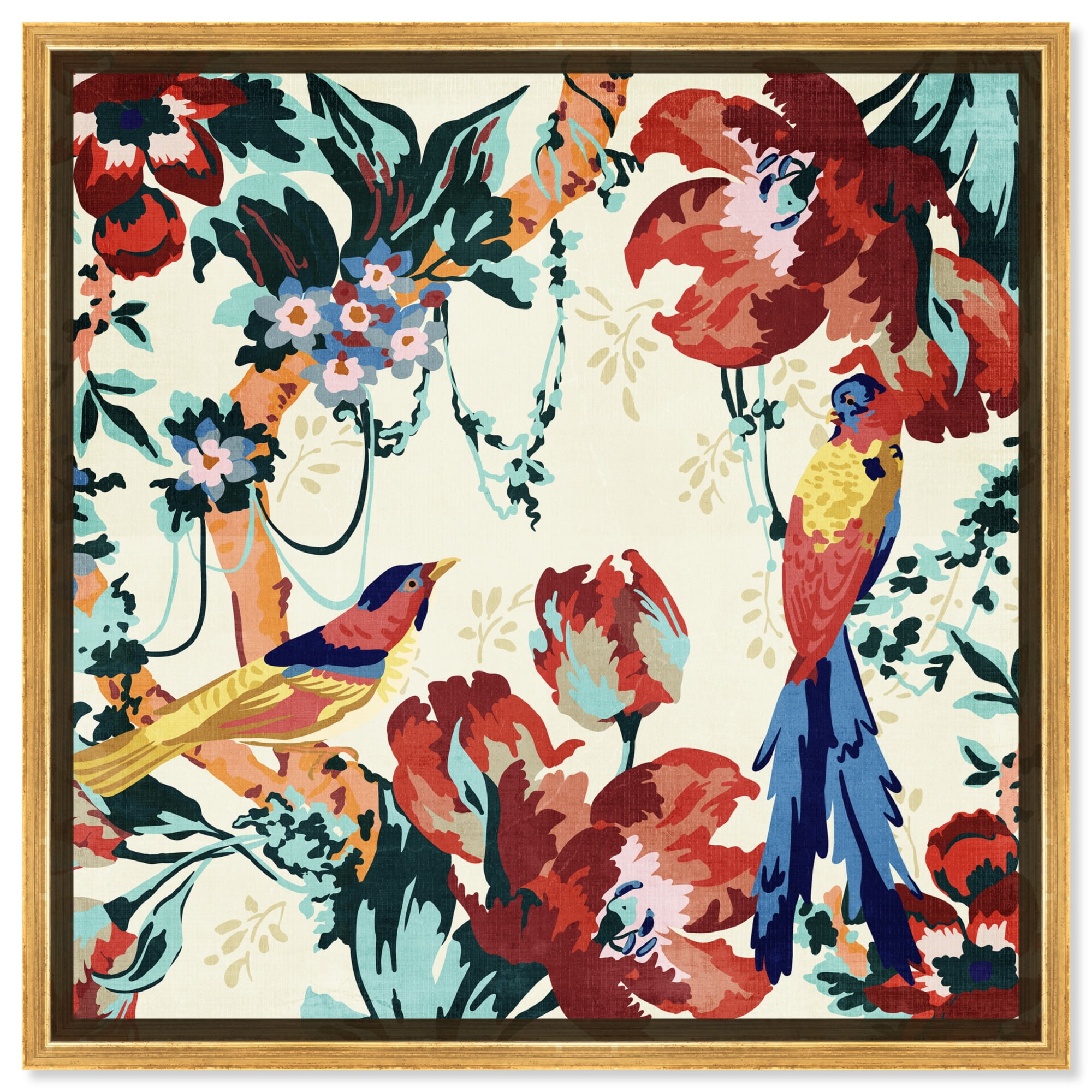 Maximalist Jungle Canvas Boho Maximalist Wall Art by Art Remedy, Gold ...