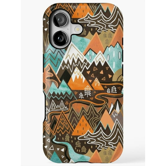 Maximalist Mountain Maze Art Phone Case for iPhone 11 12 13 14 15 16 17 ...