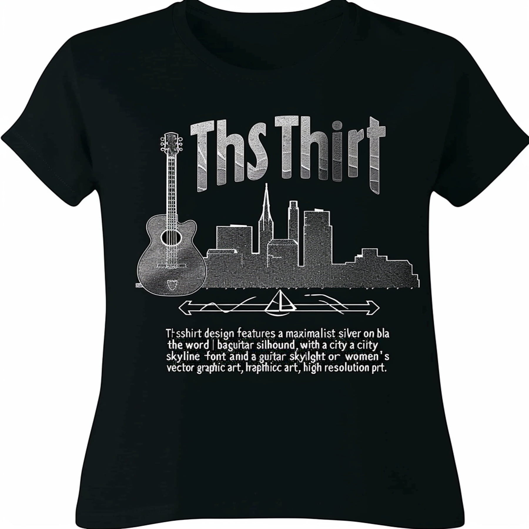 Maximalist Silver Nashville Gear Guitar City Skyline Women's TShirt ...