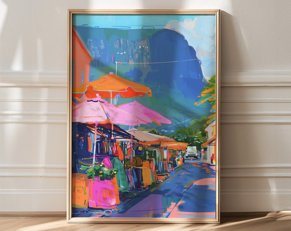 Maximalist Wall Art, Danish Pastel Wall Art Prints, Street Market ...