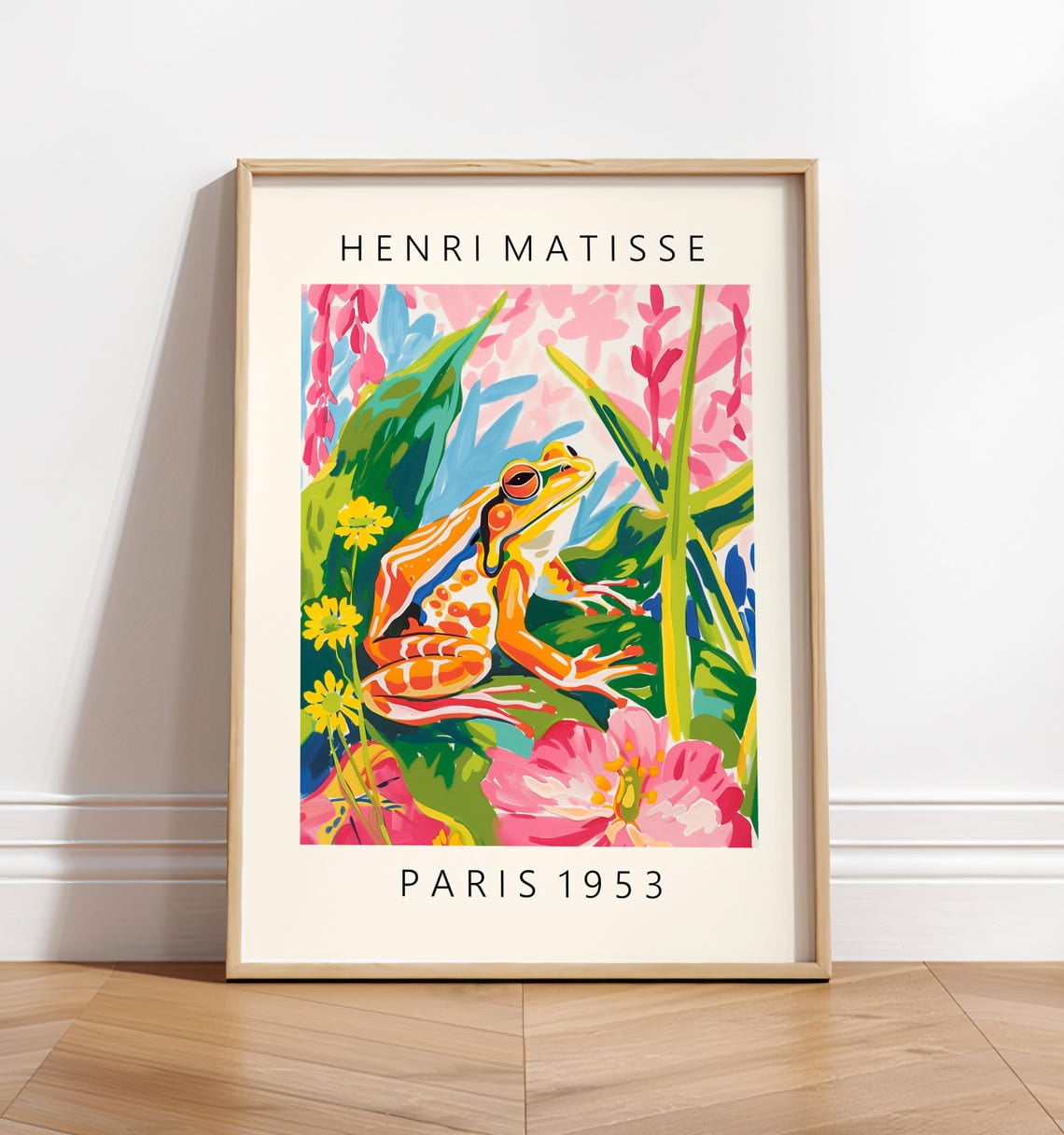 Maximalist Wall Art, Frog Poster, Pink Tropical Decor, Mid Century ...