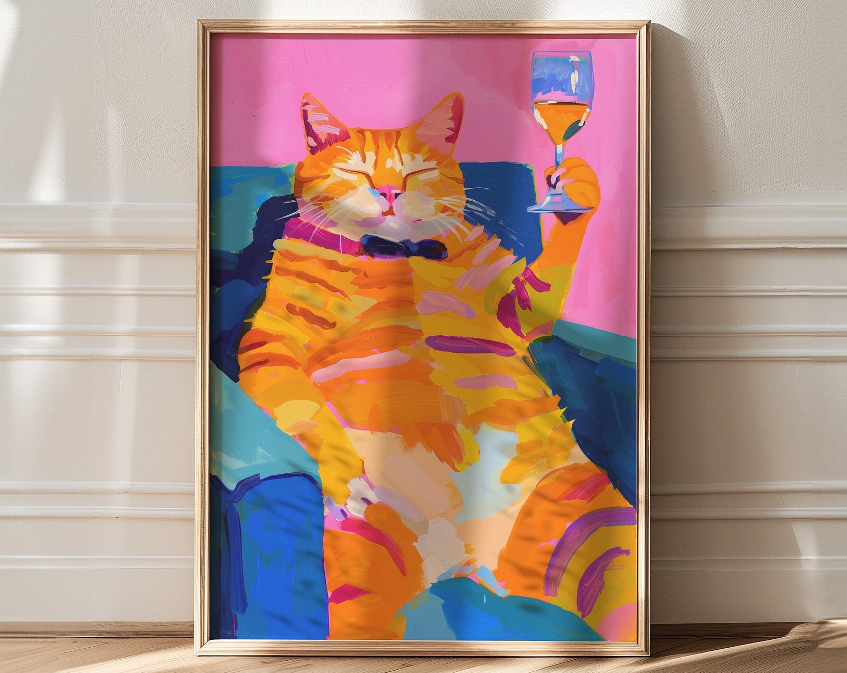 Maximalist Wall Art, Orange Cat Poster, Dopamine Decor, Bar Cart Decor ...