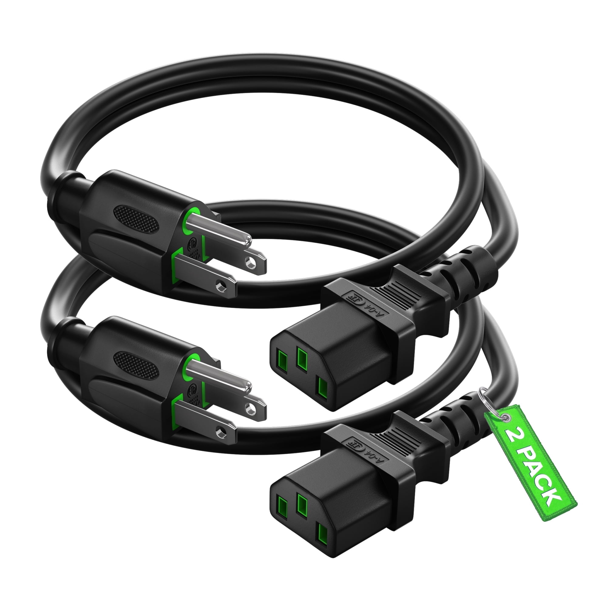 Maximm 1 Feet 2 Pack Universal Computer Monitor Power Cord, C13 Power ...