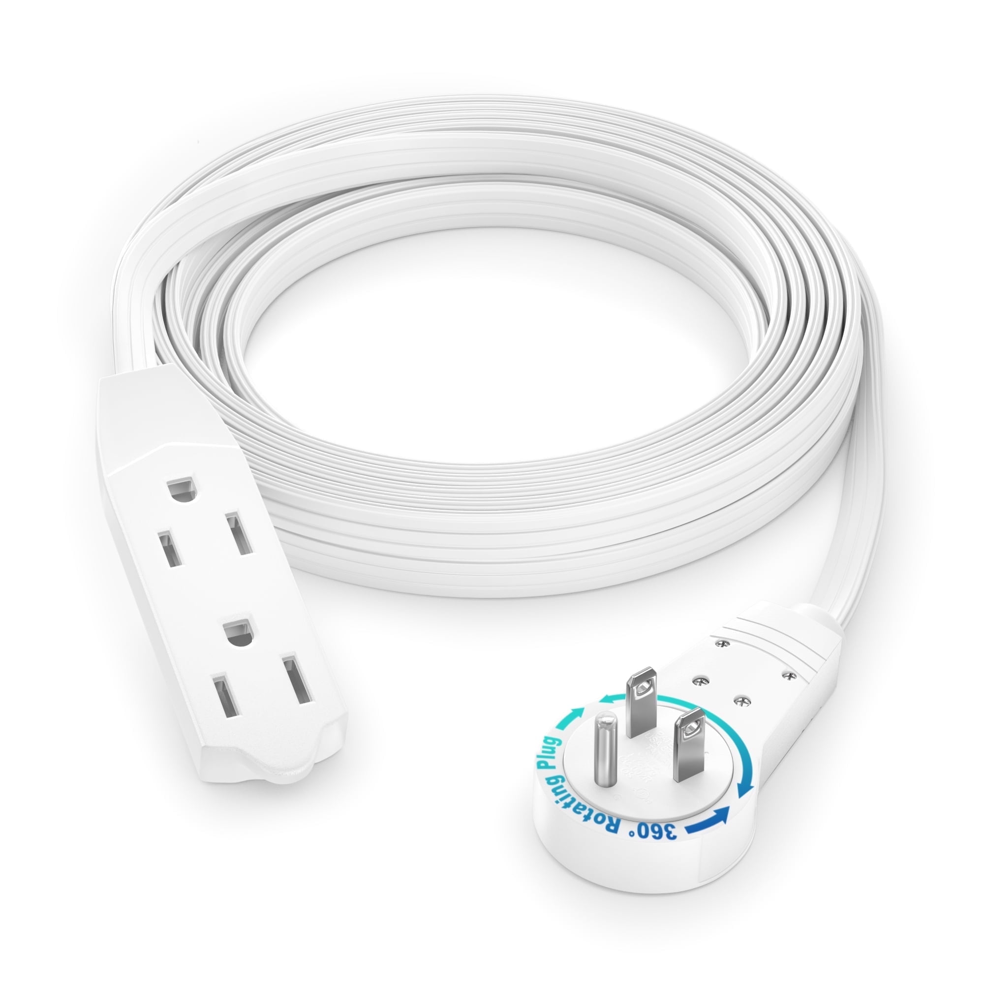Maximm 10 ft. 16/3 Flat Extension Cord 360 Rotating Plug 3-Outlet 13A ...