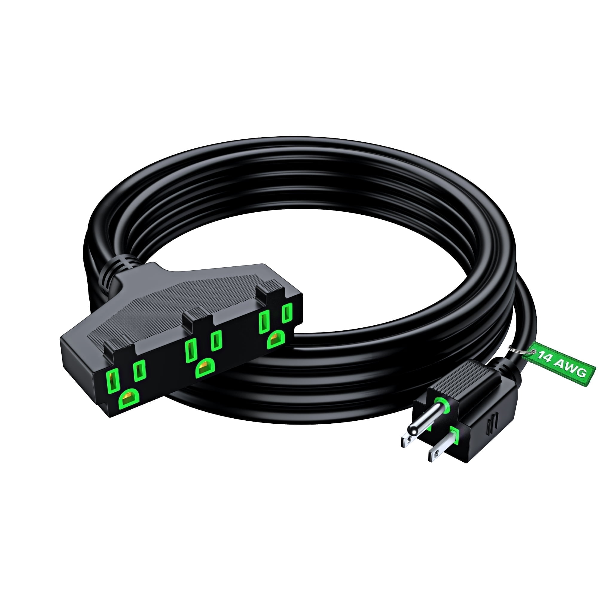 Maximm 14 Gauge 15' Black 3 Outlets Safety Extension Cord - Walmart.com