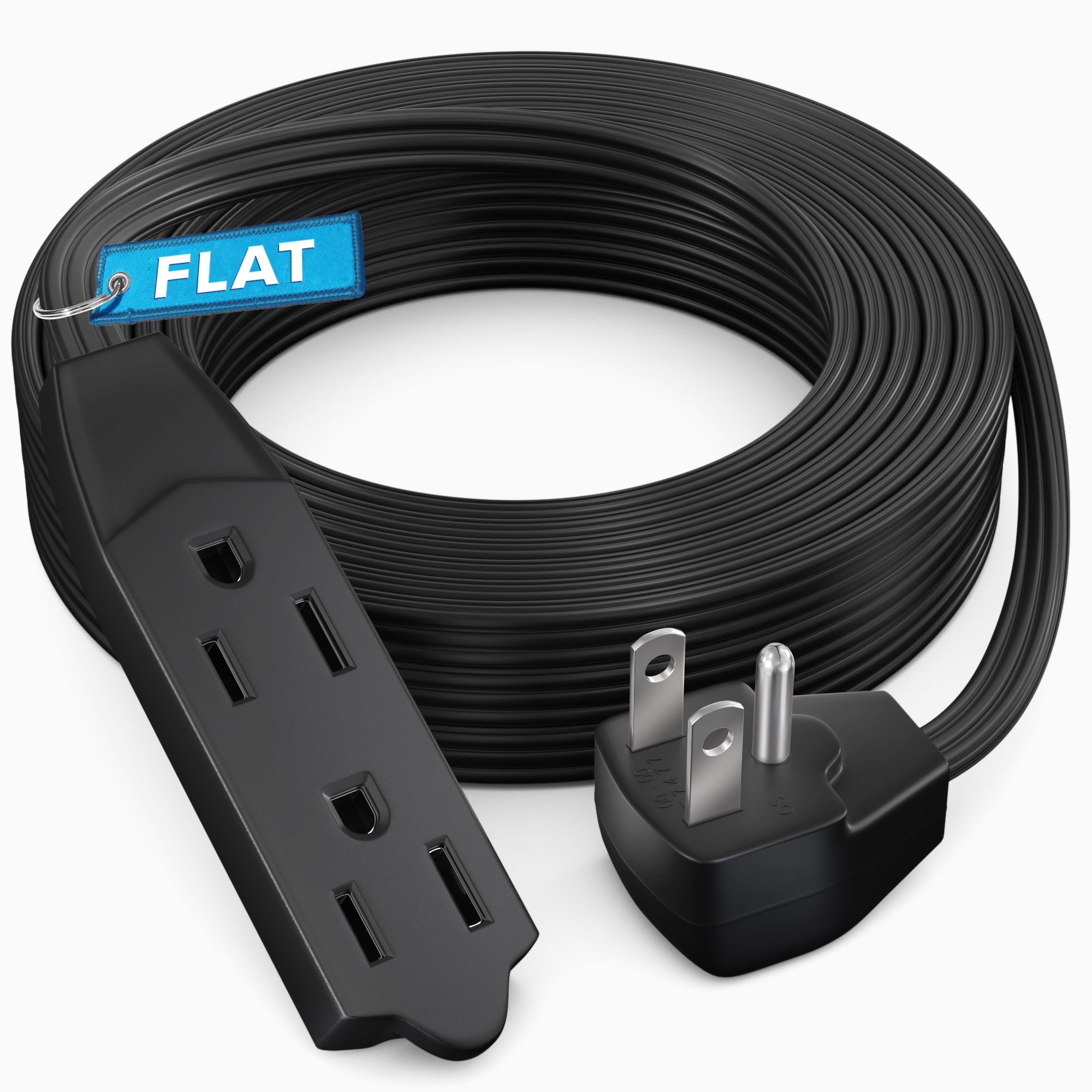 Maximm 20ft Flat Plug Extension Cord UL Certified 16 Gauge, 125V, 13 ...