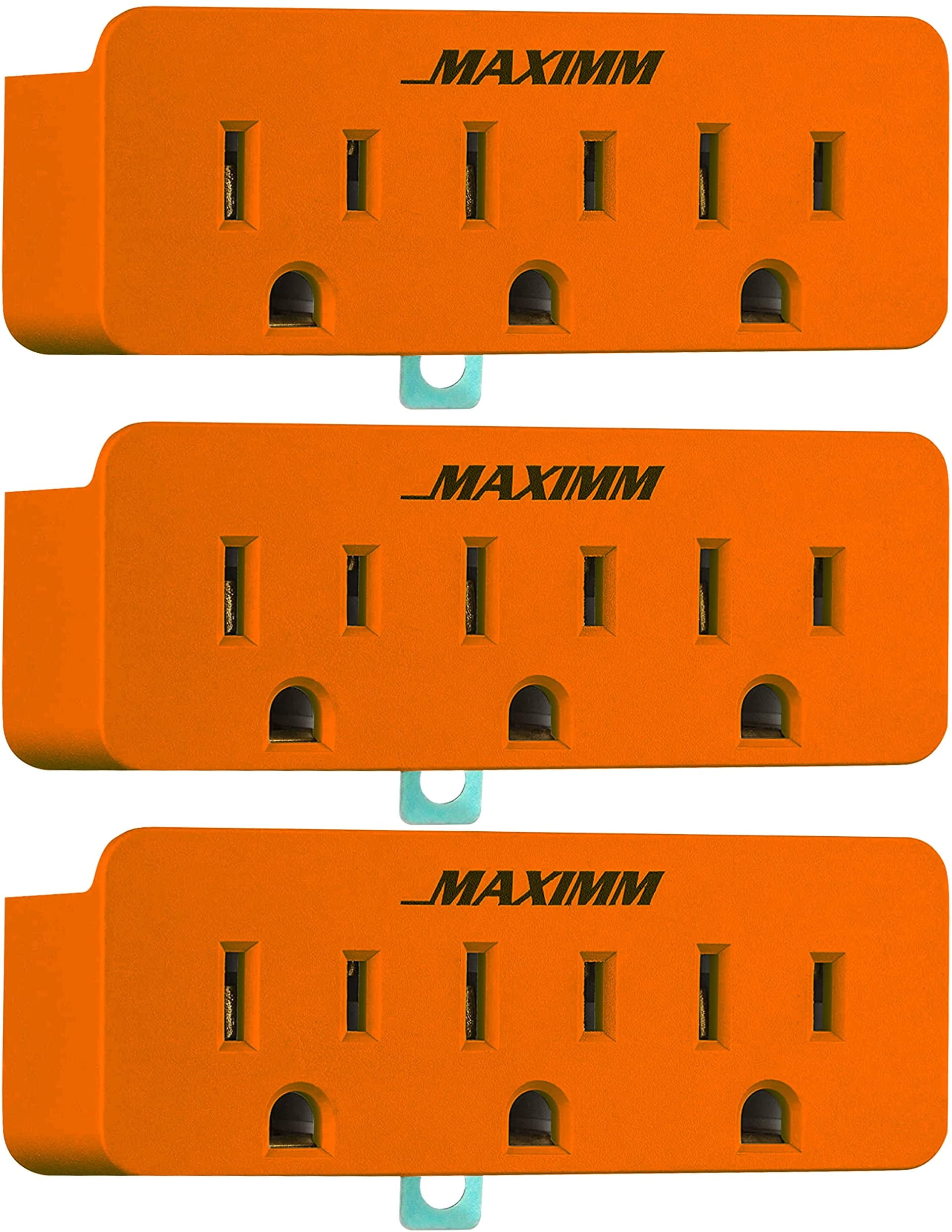 Maximm (3-Pack) 3 Outlet Grounding Adapter With Grounding Plug Orange ...