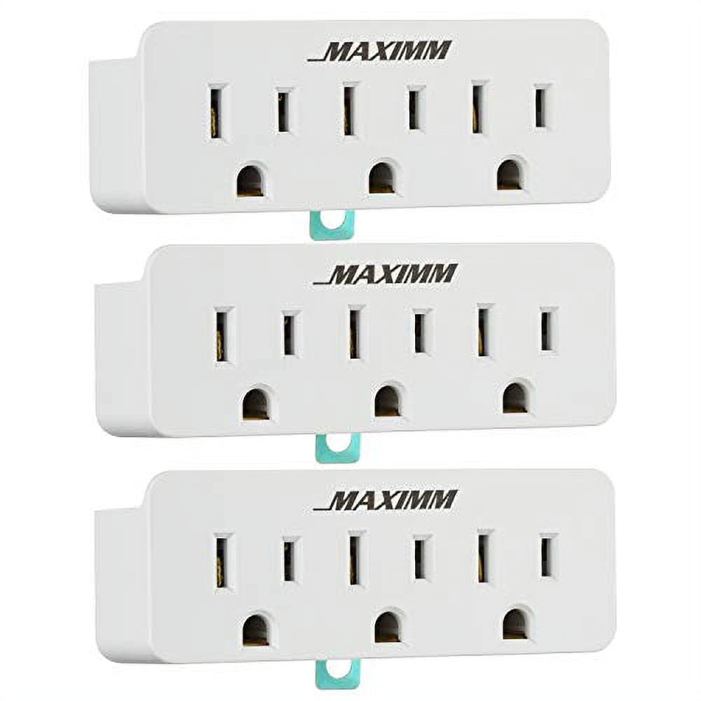 Maximm (3-Pack) 3 Outlet Grounding Adapter With Grounding Plug White ...
