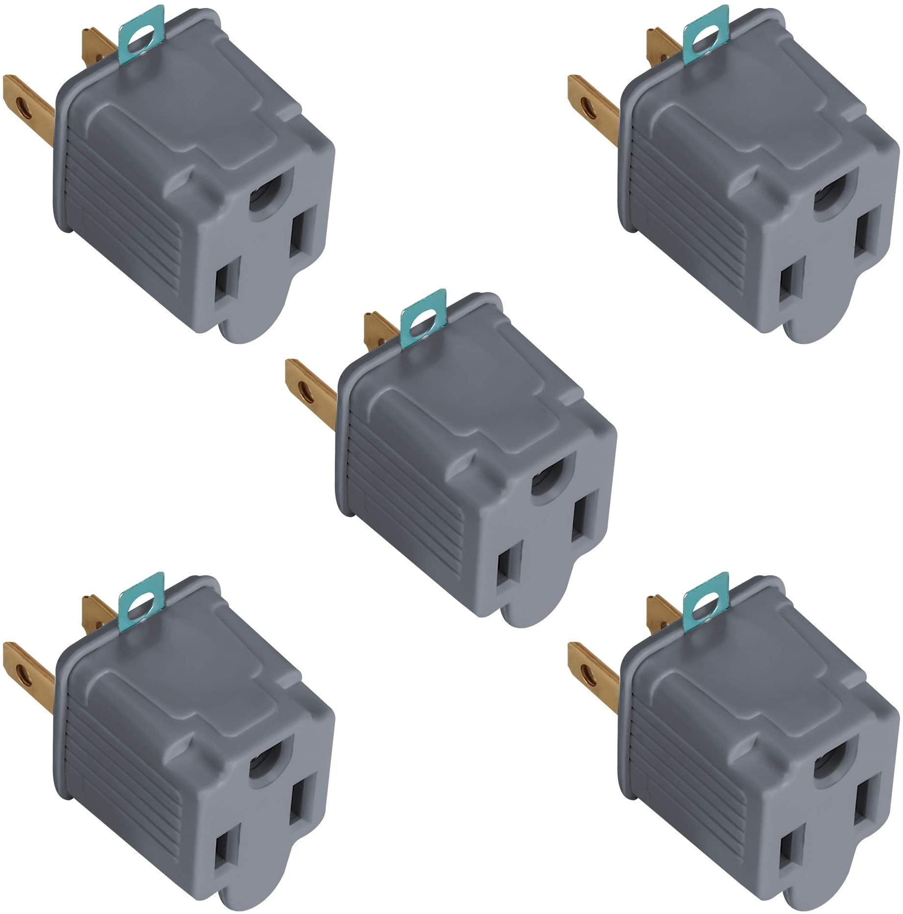 Maximm 3 Prong Plug Adapter to 2 Prong, Grounding Polarized Outlet ...
