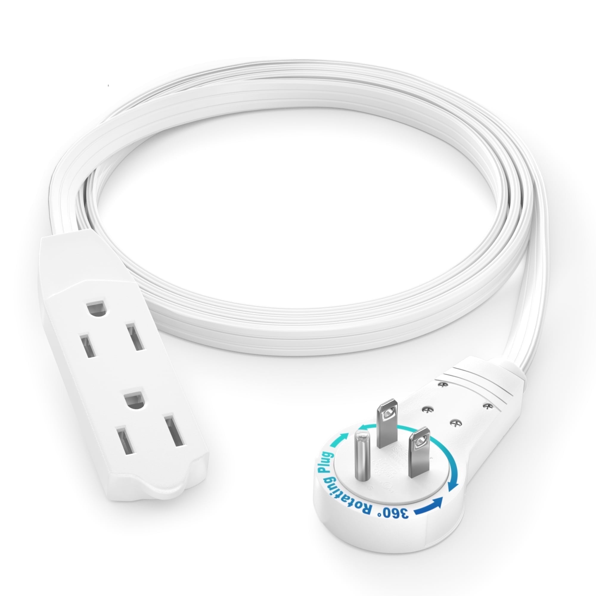Maximm 3 ft 16/3 Flat Extension Cord with 360Â° Rotating Plug, 3-Outlet ...